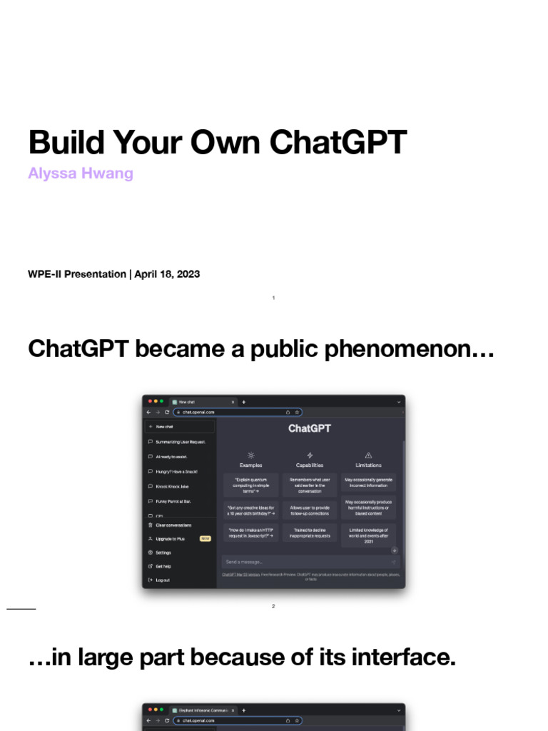 Build Your Own ChatGPT Presentation | PDF | Computing | Human Communication