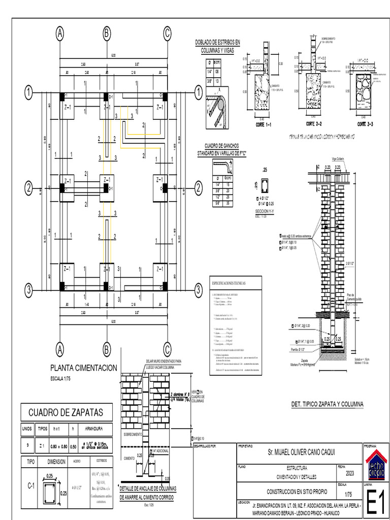 3.plano de Cimentacion | PDF | Ingeniería estructural | Ingeniería de Edificación