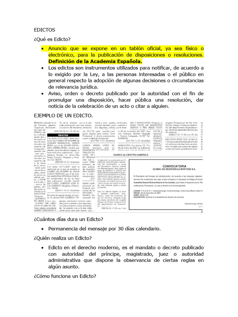 EDICTOS Andrea Rodas | PDF