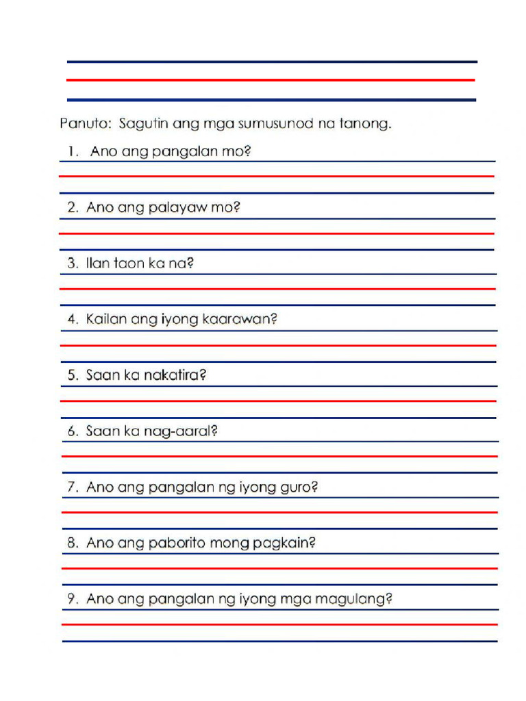 Kinder 05 Filipino-Pagpapakilala Sa Sarili, Mga Bilang | PDF