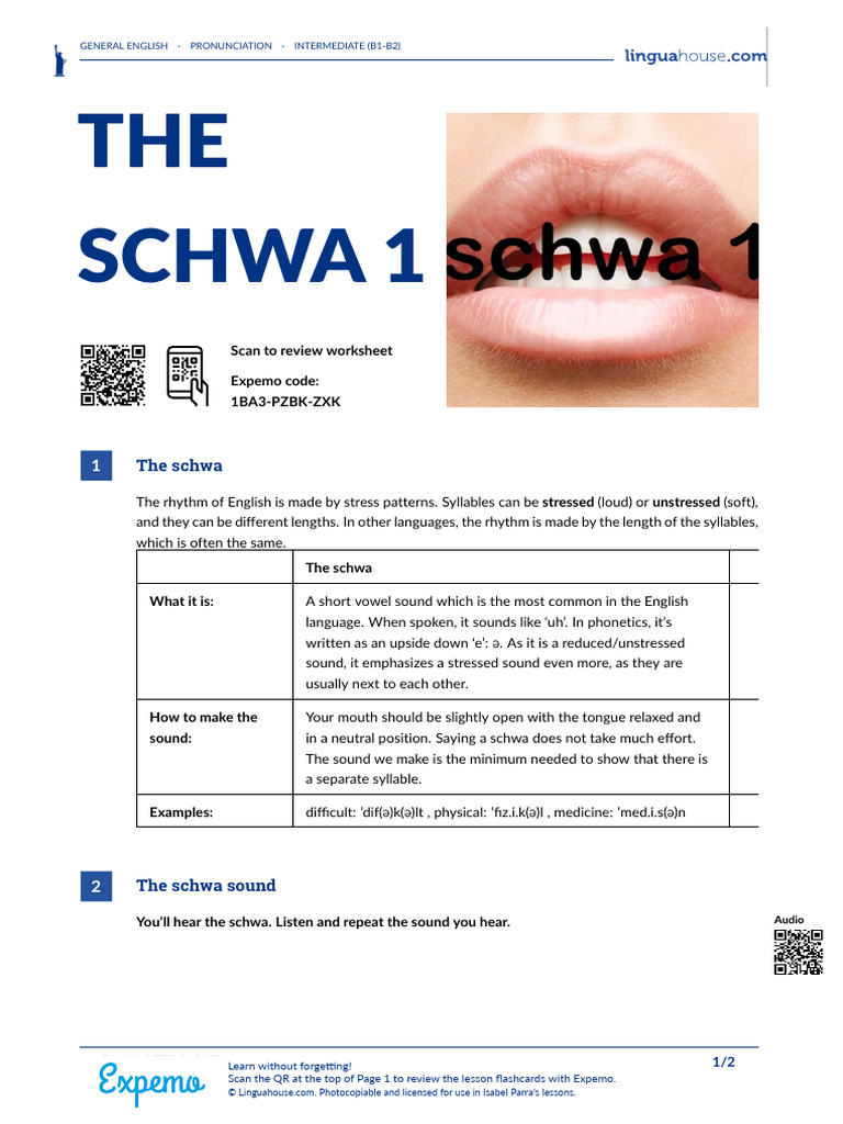 The-Schwa Sound: Student Activity | PDF | Stress (Linguistics) | Linguistics