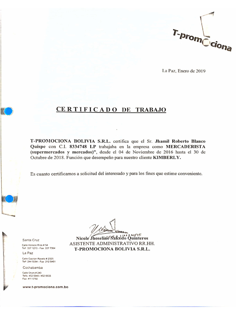 Ejemplo de Certificado | PDF