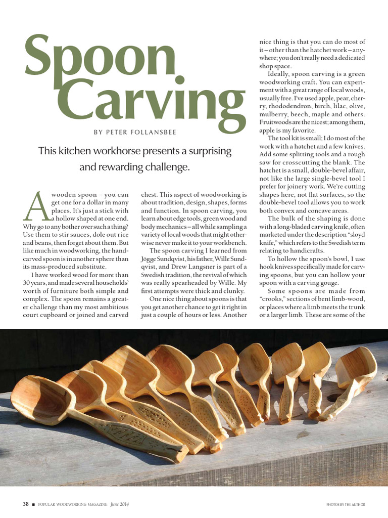 Spoon Carving - by Peter Follansbee | PDF | Knife | Spoon