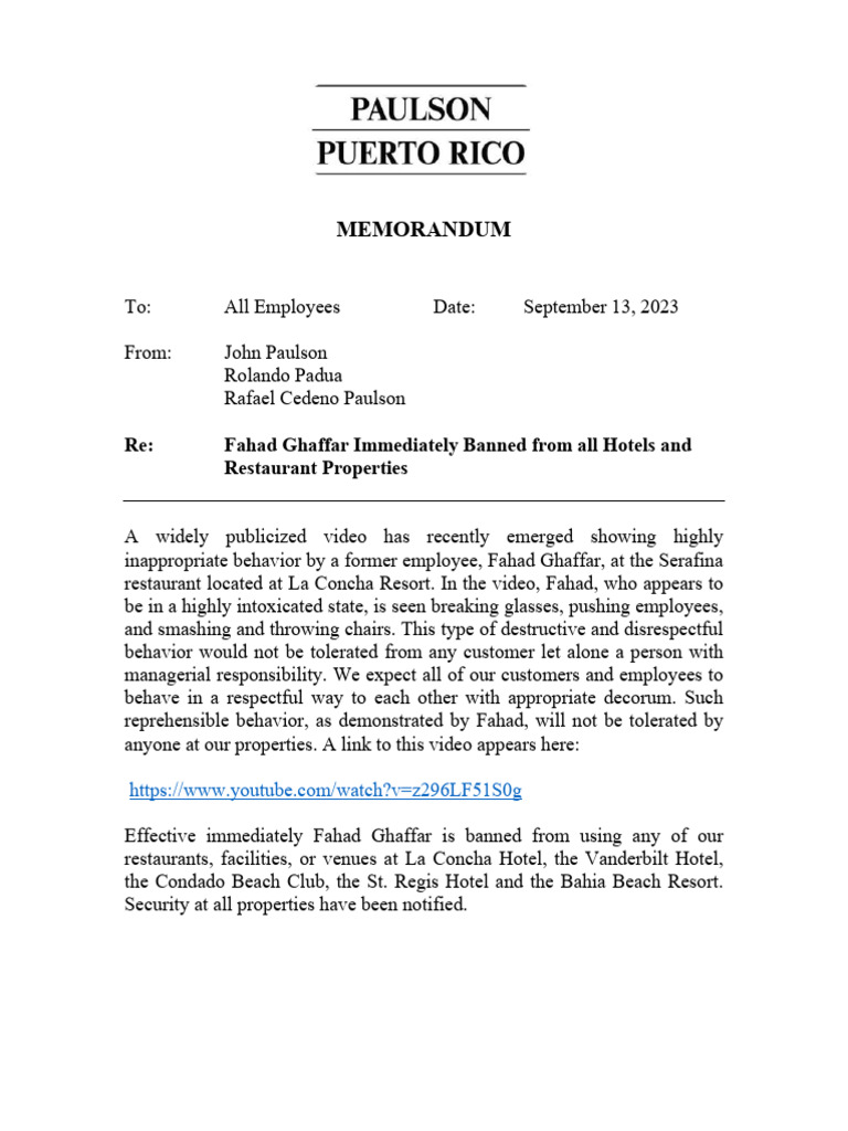 PR Final Memo - Sept 13 2023 | PDF
