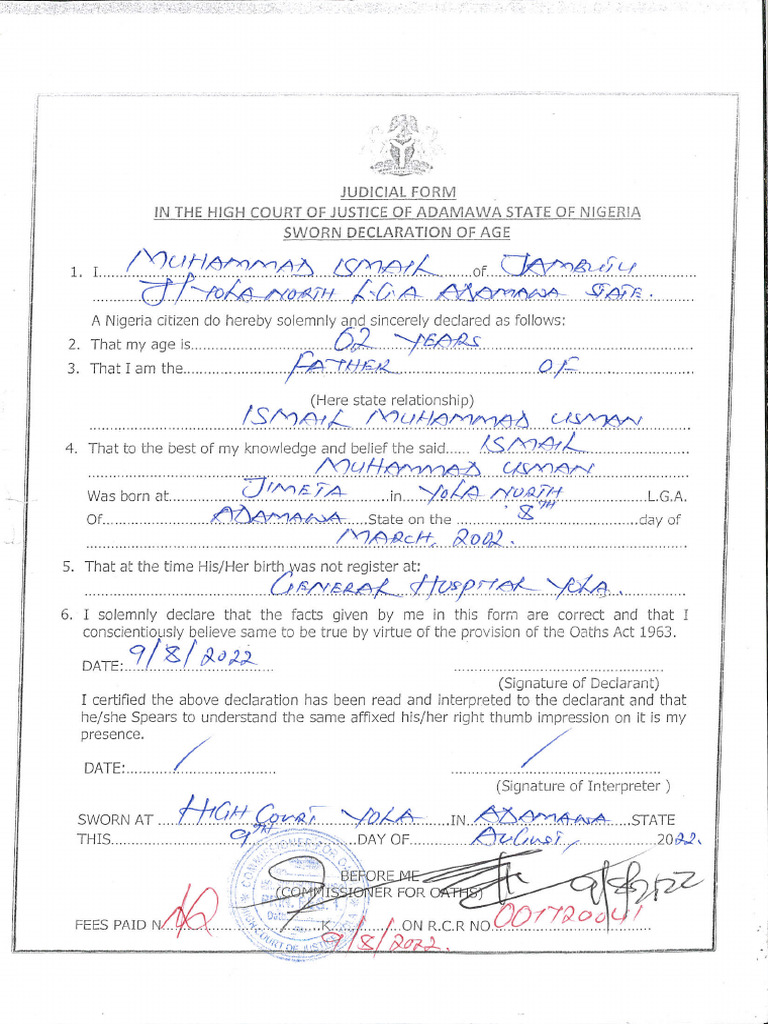 Declaration of Age | PDF