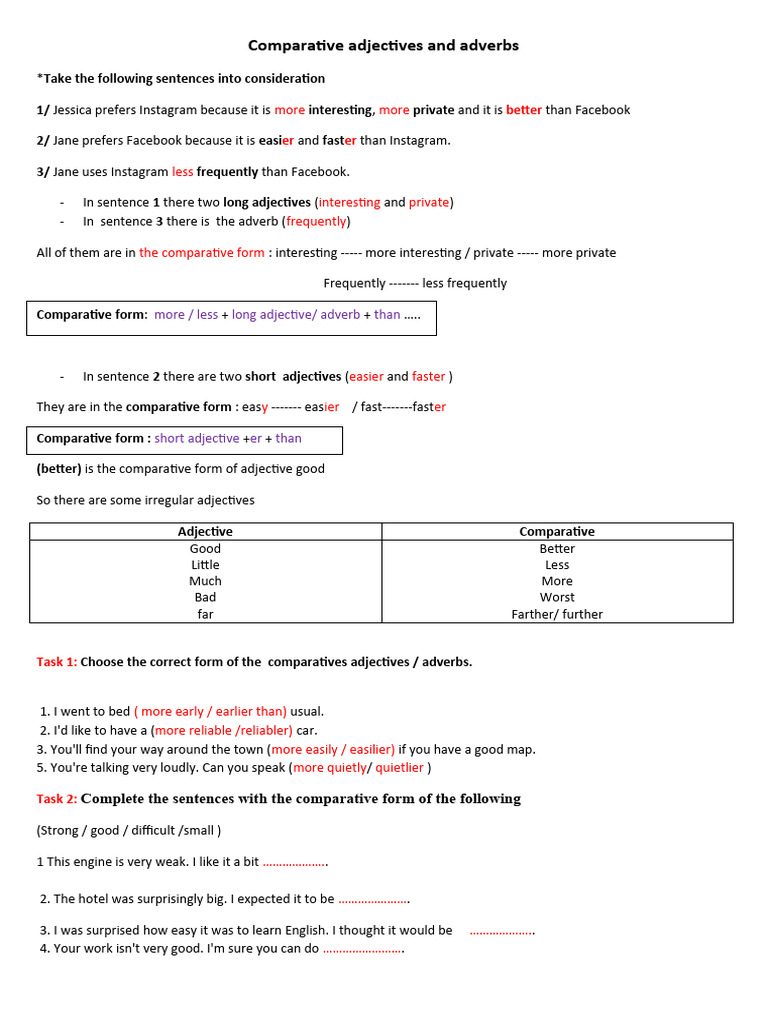 Comparative Adjectives and Adverbs | PDF
