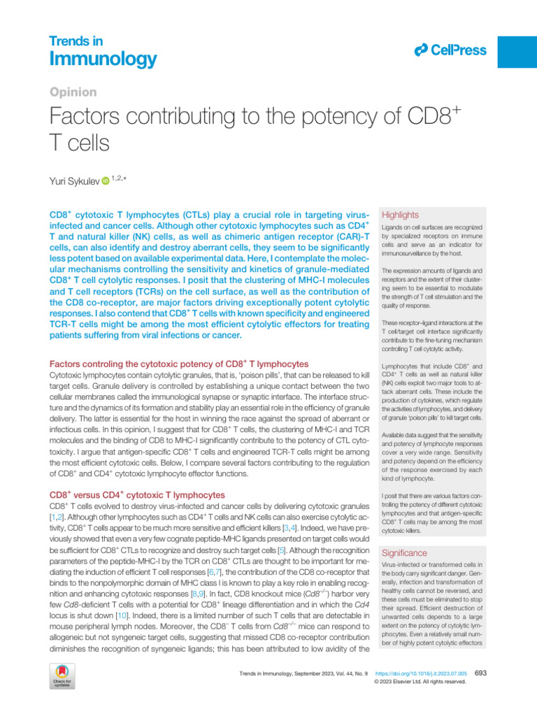 Inmune CD8 | PDF | Cytotoxic T Cell | T Cell