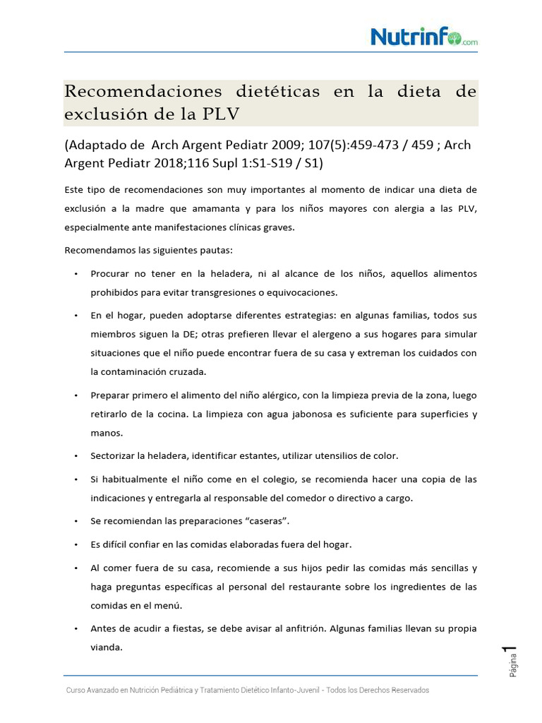 Dieta Aplv | PDF | Leche | Alimentos