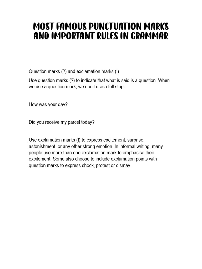 Famous Punctuation and Grammar Rules | PDF | Verb | English Language
