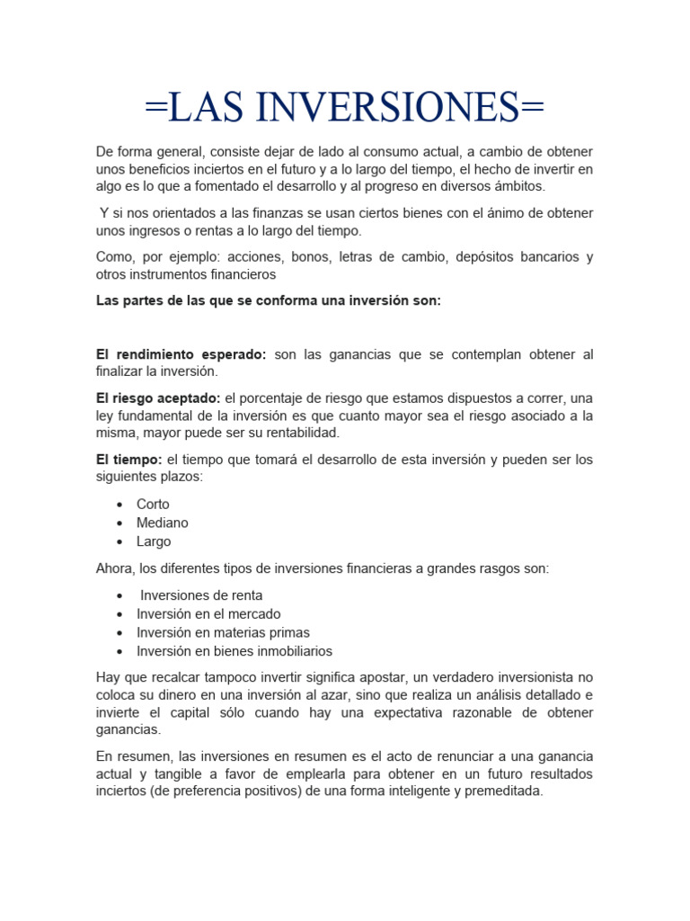 Inversiones, Contabilidad Bancara | PDF | Inversiones | Compartir (Finanzas)