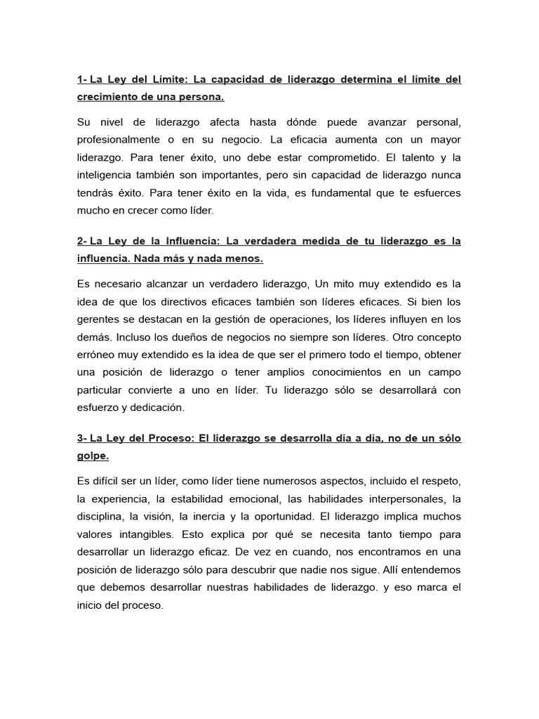 21 Leyes | PDF | Liderazgo