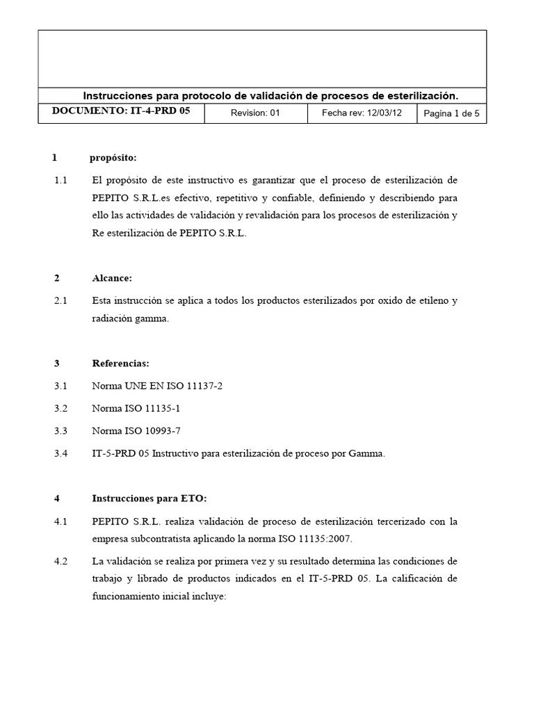 Prd 01 Validacion Pdf Esterilización Microbiología