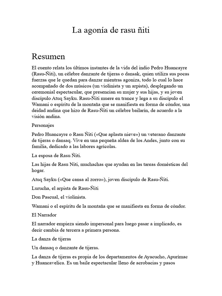 La Agonía de Rasu Ñiti | PDF