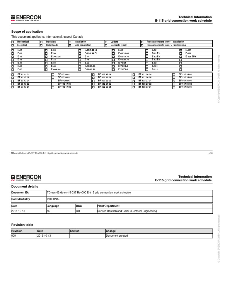 TD Esc 02 de en 15 037 Rev000 E 115 Grid Connection Work Schedule | PDF ...