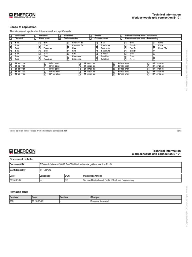 TD Esc 02 de en 15 033 Rev000 Work Schedule Grid Connection E 101 | PDF ...