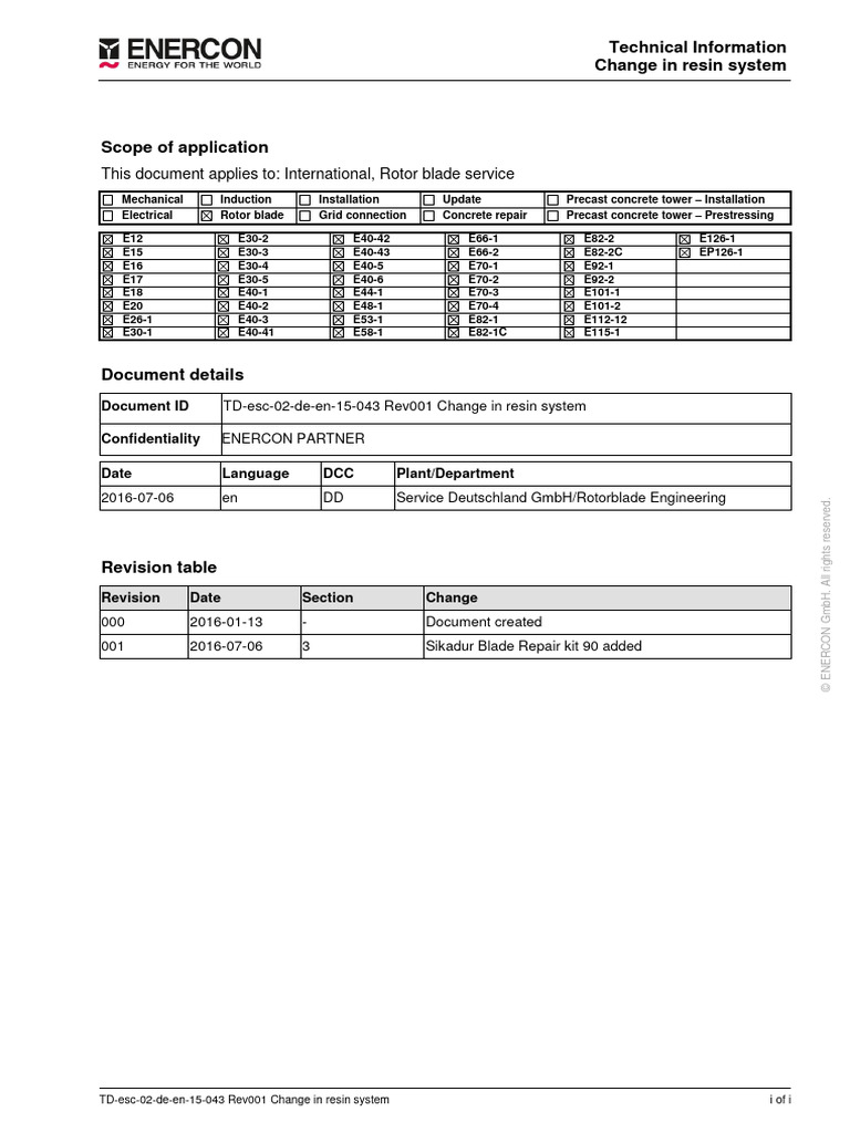 TD Esc 02 de en 15 043 Rev001 Change in Resin System | PDF | Composite ...