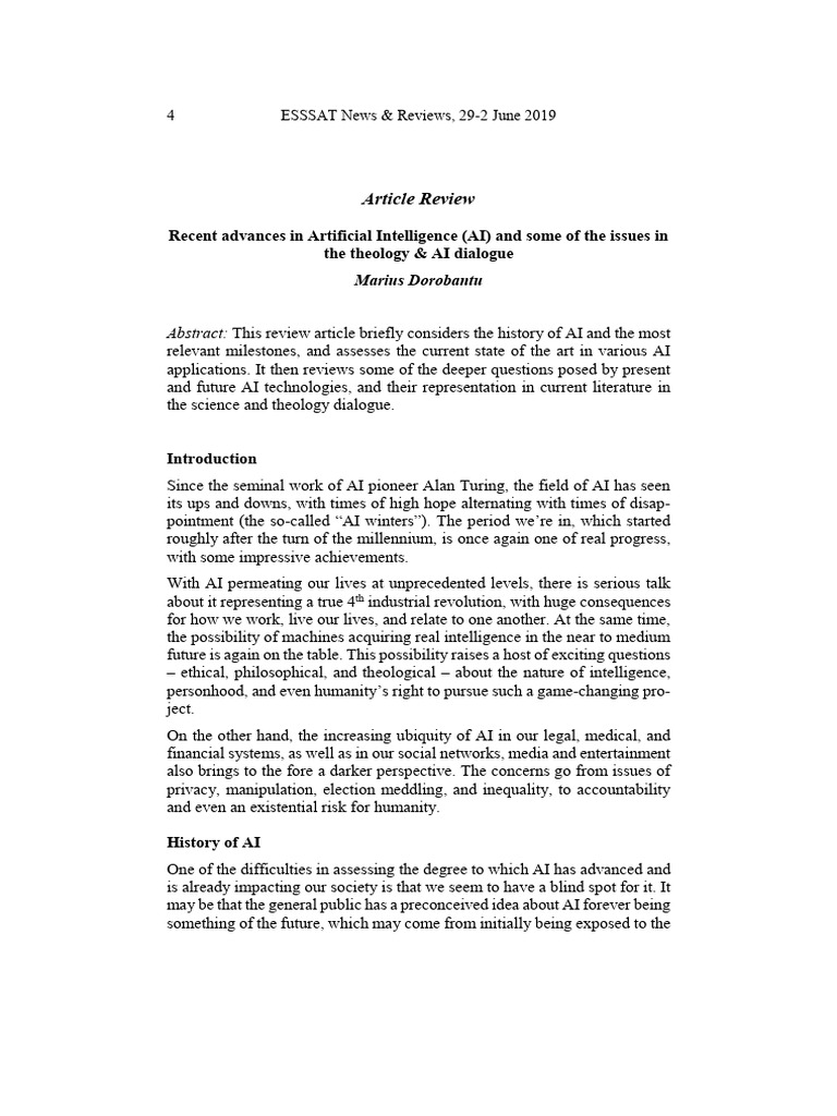 Review Article Recent Advances in Artifi | PDF | Artificial ...