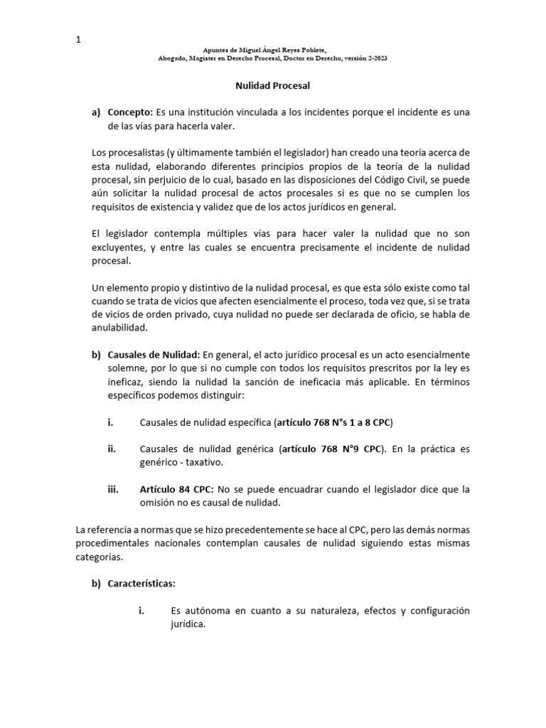 Nulidad Procesal: Conceptos y Causales | PDF | Ley procesal | Nulo (ley)