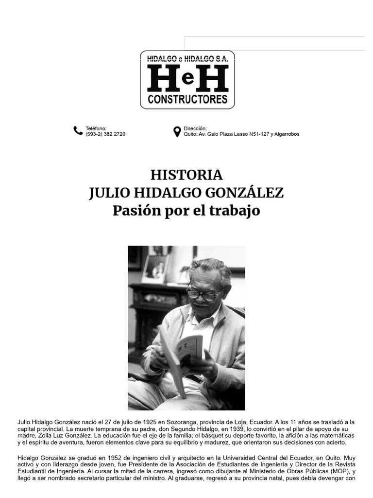 Historia-Ing Julio Hidalgo | PDF | Agricultura | Ecuador