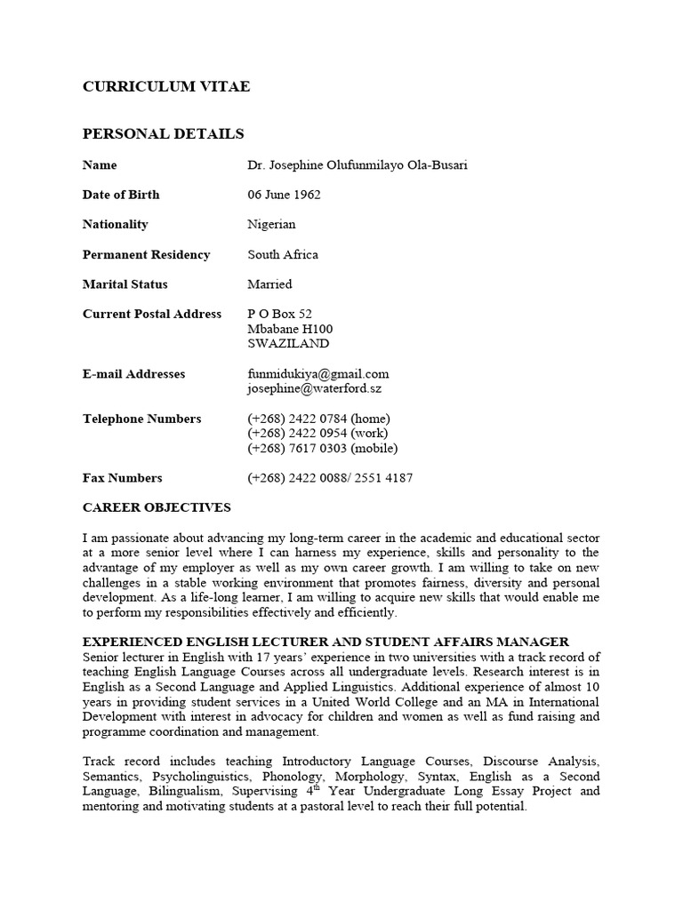 Josephine Ola Busari | PDF | English Language | English As A Second Or ...