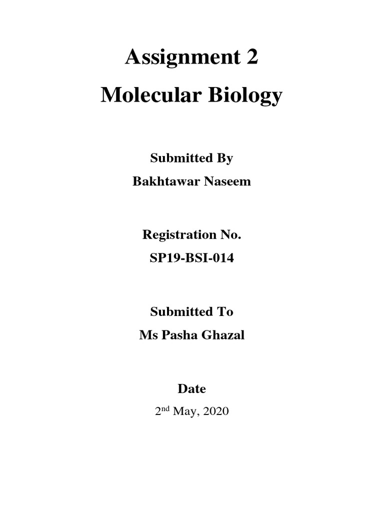 Molecular Assignment 1 1 | PDF | Rna | Promoter (Genetics)