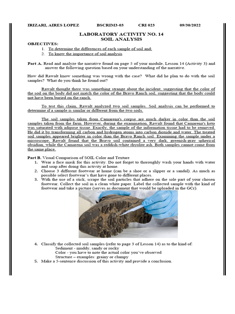 Soil Analysis Lab Worksheet Insights | PDF | Forensic Science | Soil