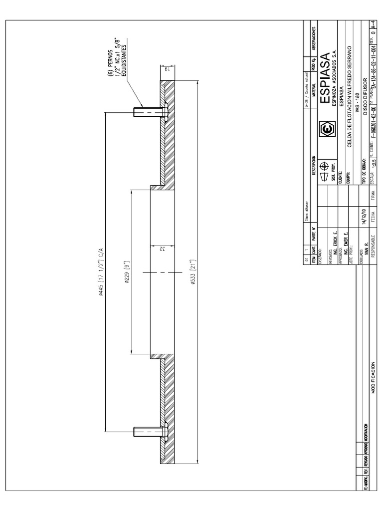 EA-134-86!02!11-004 Disco Difusor - Celda de Flotación WS 180 Model | PDF