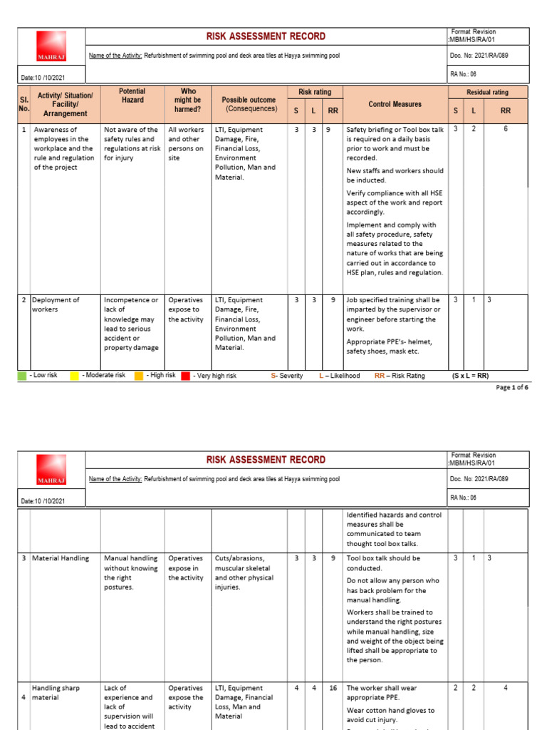 Risk Assessment | PDF | Risk | Personal Protective Equipment