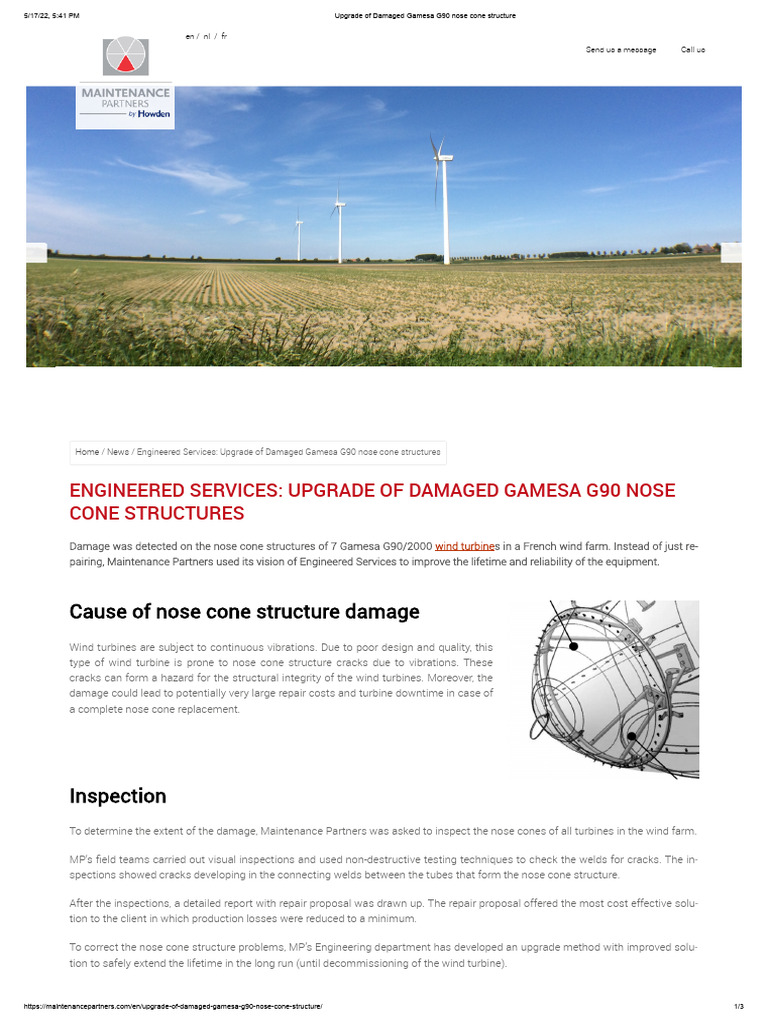Upgrade of Damaged Gamesa G90 Nose Cone Structure | PDF | Applied And ...