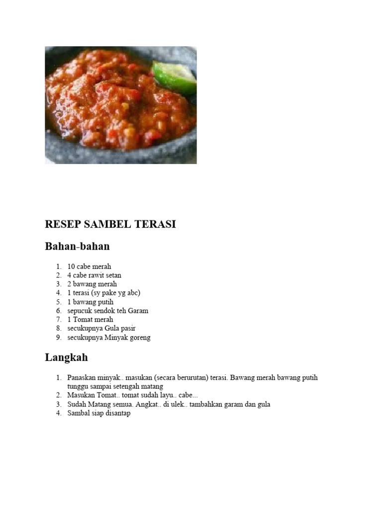 Resep Sambel Terasi | PDF