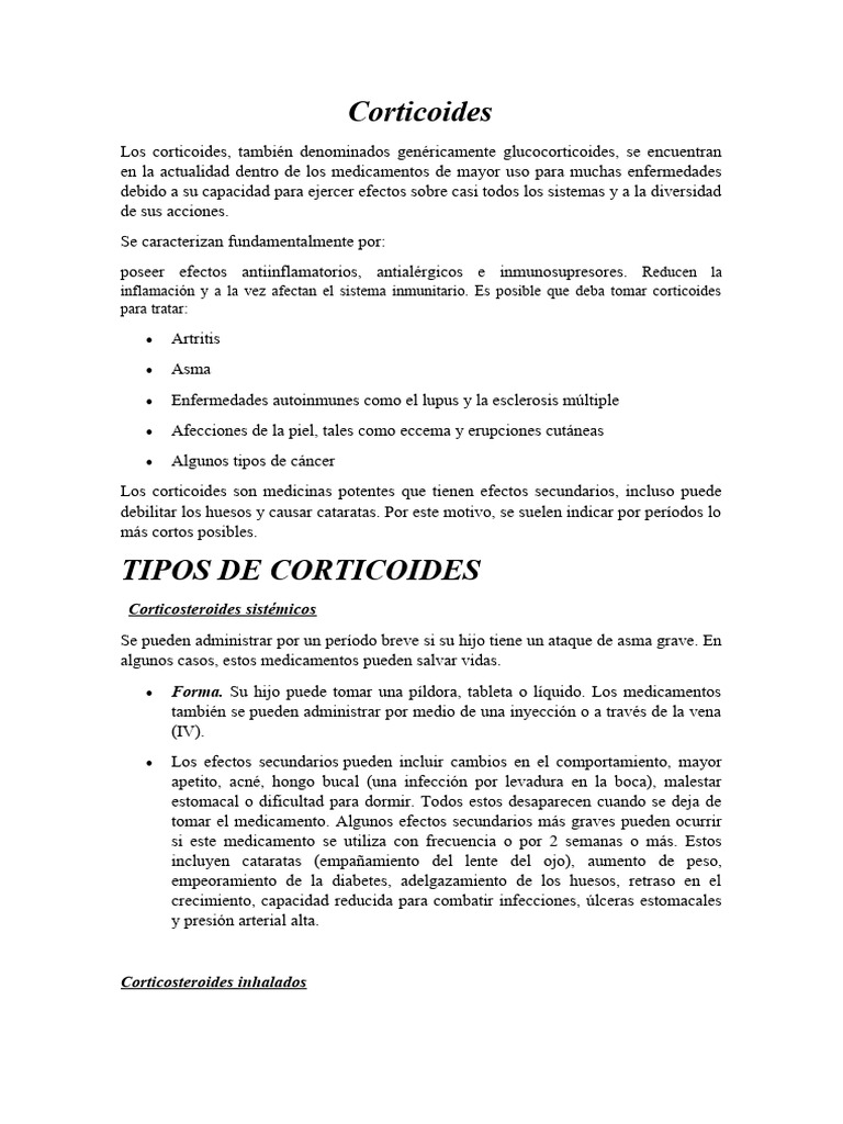 Uso y tipos de corticoides médicos | PDF | Corticosteroides | Asma