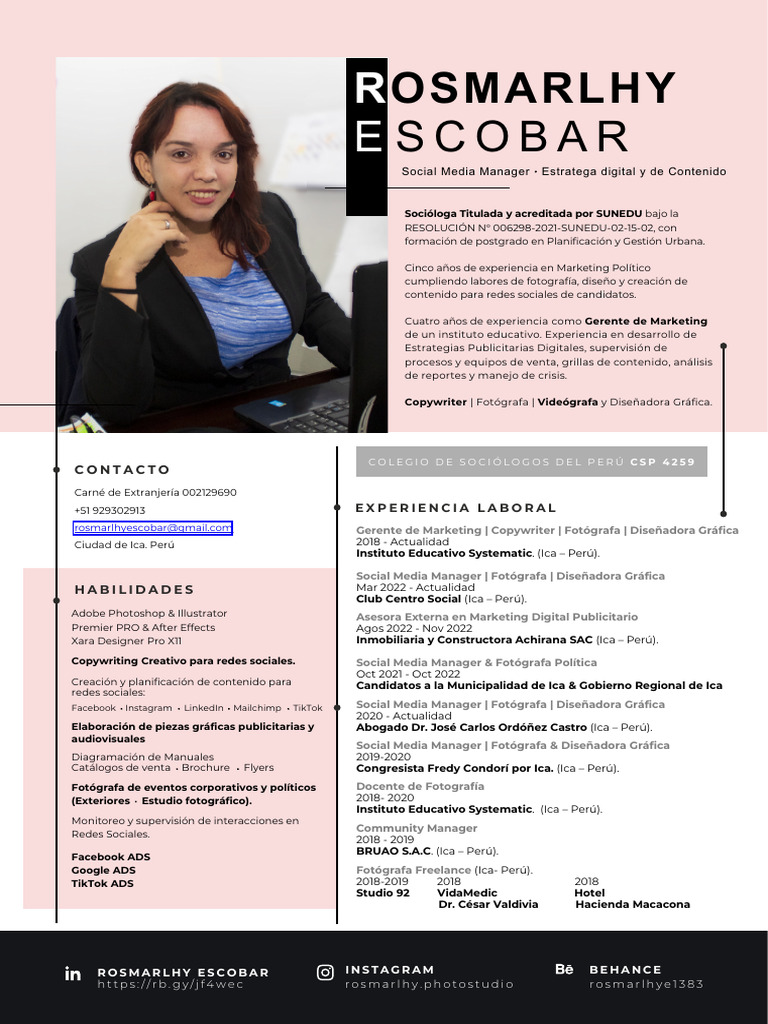 CV Rosmarlhy Del Sol Escobar G | PDF | Diseño gráfico | Venezuela