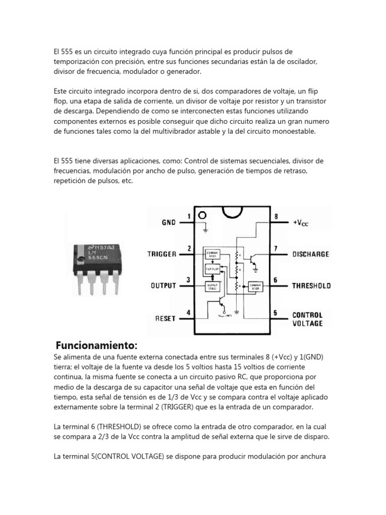 El 555 Es Un Circuito Integrado Cuya Función Principal Es Producir Pulsos de Temporización Con ...