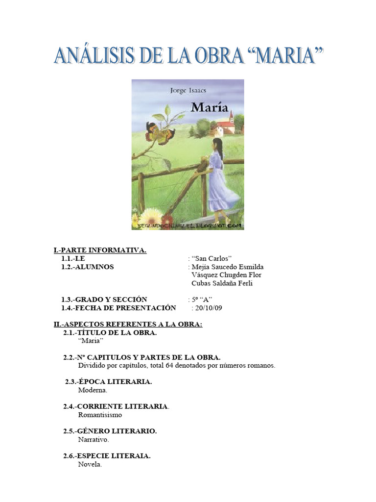 Analisis de La Obra María | PDF | Amor | Novelas