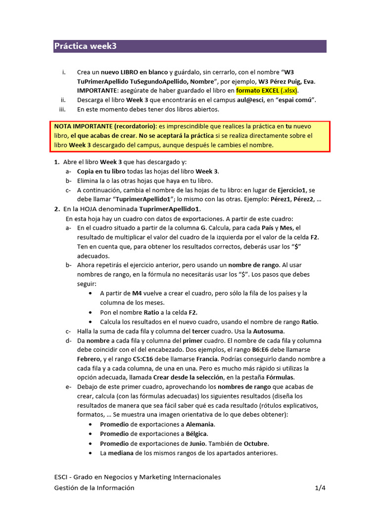 Práctica W3 | PDF | Microsoft Excel