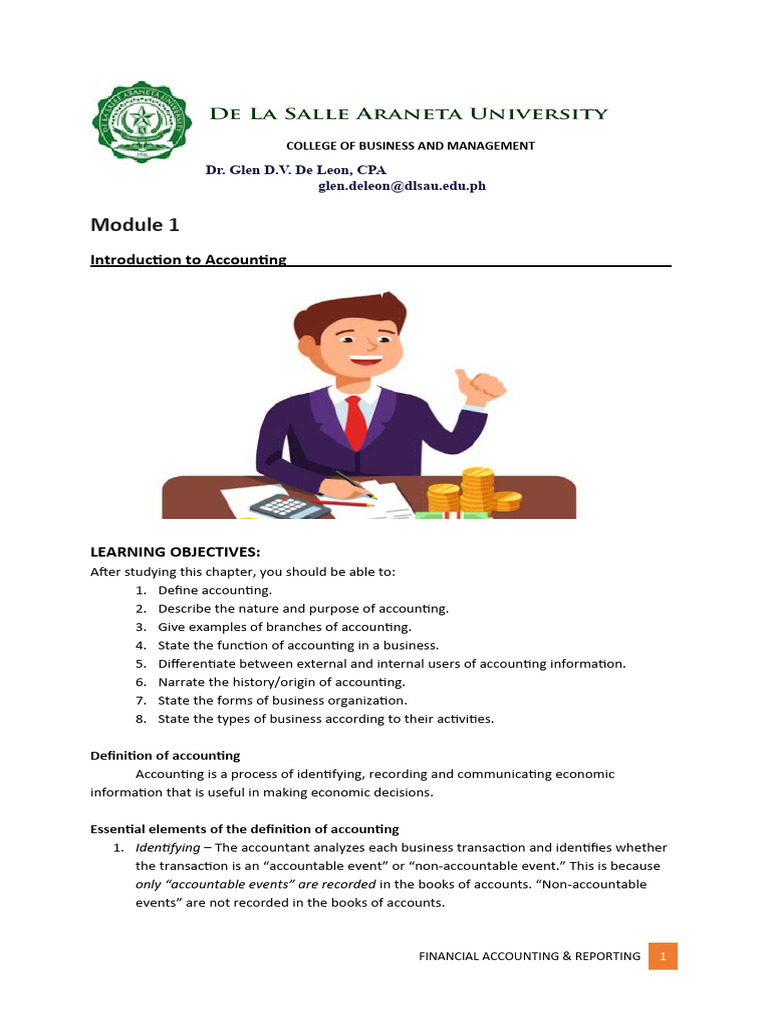 FAR MODULE 1 Introduction To Accounting | PDF | Accounting | Information