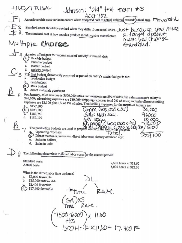 Old Johnson Test3 Questions MC SOLUTIONS | PDF
