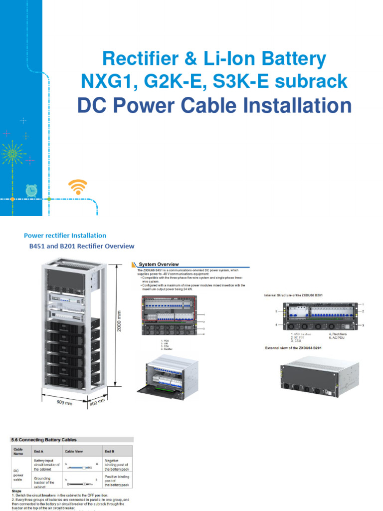 DC Power Cable Installation Rectifier, Battery, DWDM | PDF | Power ...