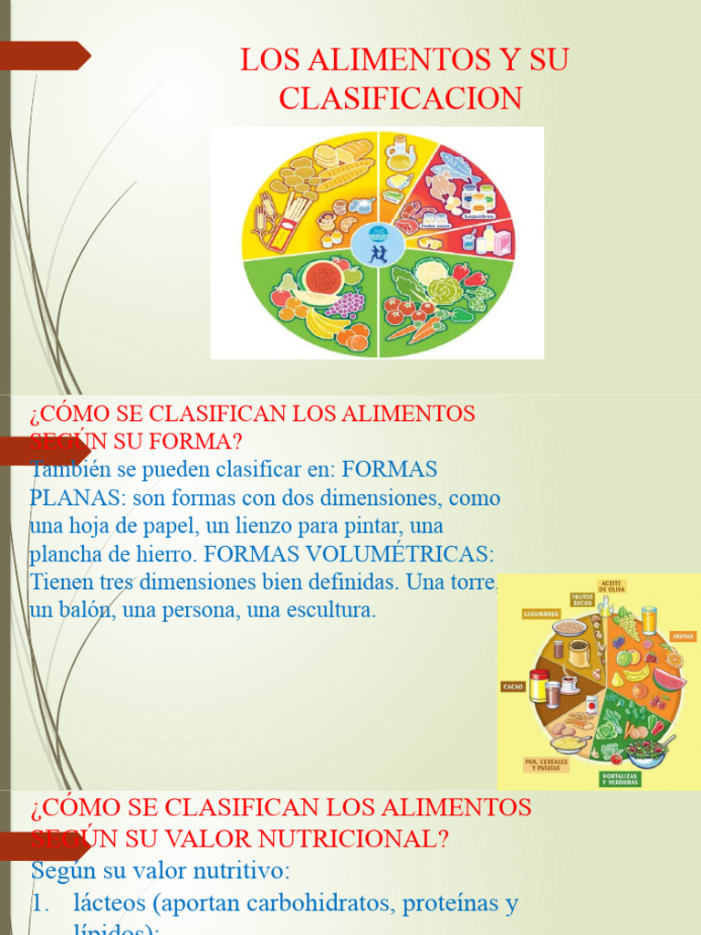 Los Alimentos y Su Clasificacion | PDF