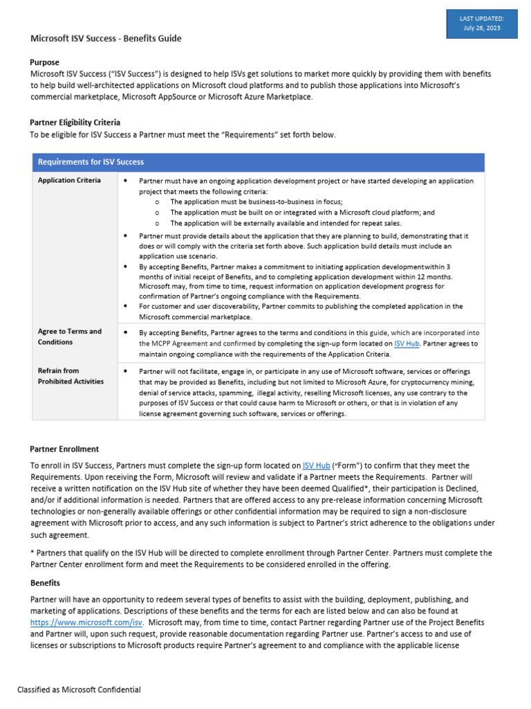 ISV Success - Benefits Guide - GA | PDF | Microsoft Azure | Cloud Computing