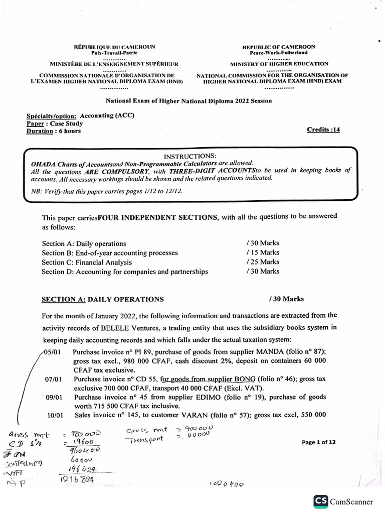 Case Study, Taxation and Cost and Management HND 2022 | PDF