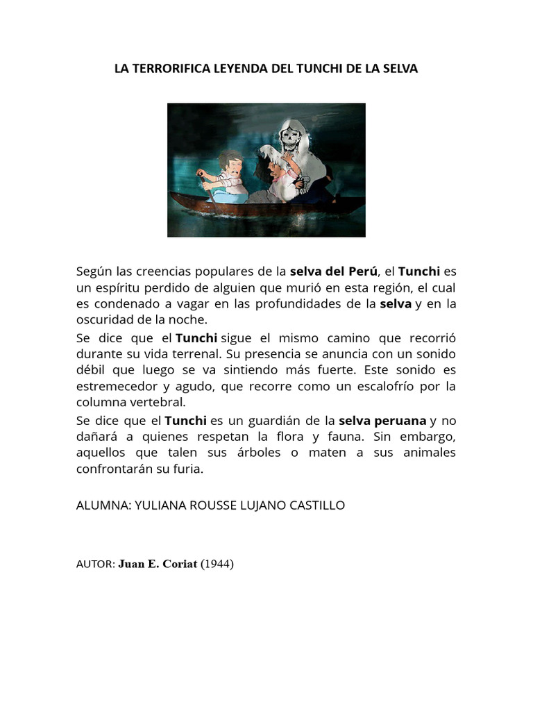 Leyenda Del Tunchi de La Selva Alumna Yuliana Lujano | PDF