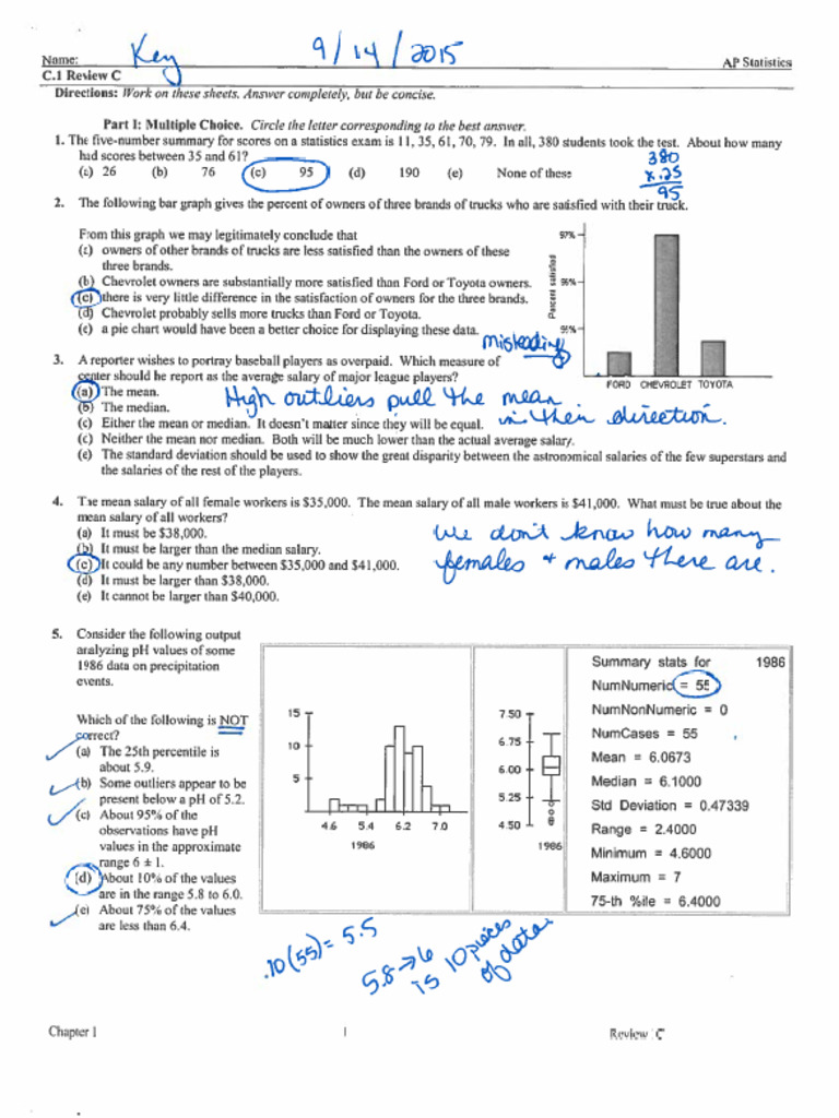 AP Stats Chapter 1 Review | PDF
