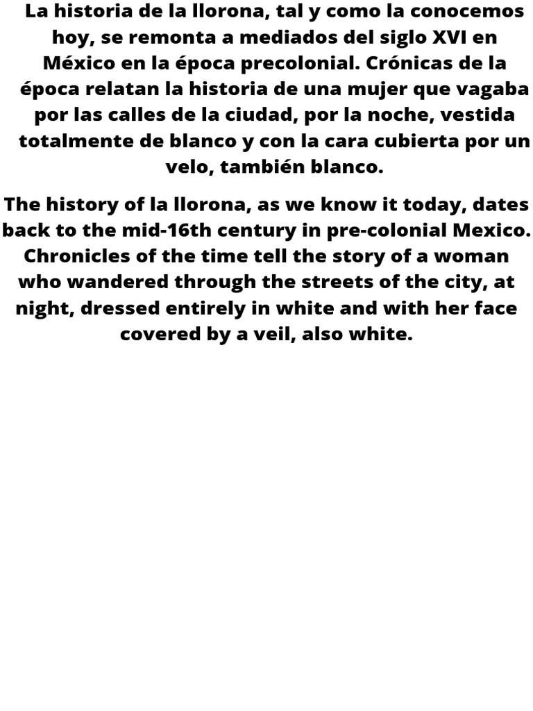 The history of la llorona, as we know it today, dates back to the mid ...