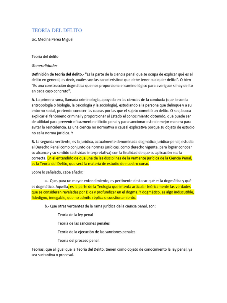 Teoria Del Delito | PDF | Derecho penal | Criminología
