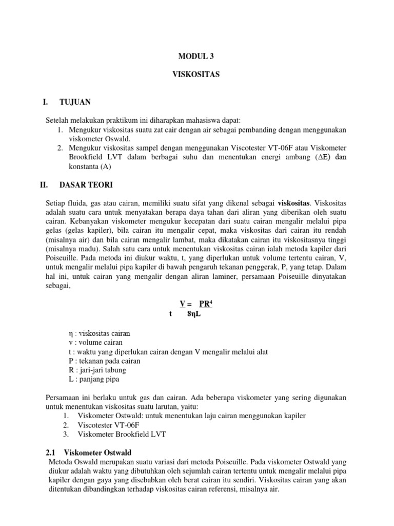 Modul Viskositas | PDF | Sains & Matematika