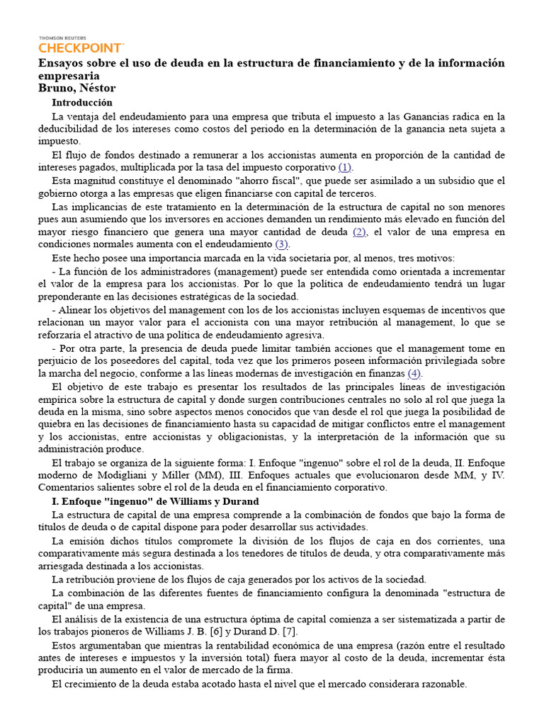 Ensayos Sobre El Uso de Deuda en La Estructura de Financiamiento y de La Informacion Empresaria ...