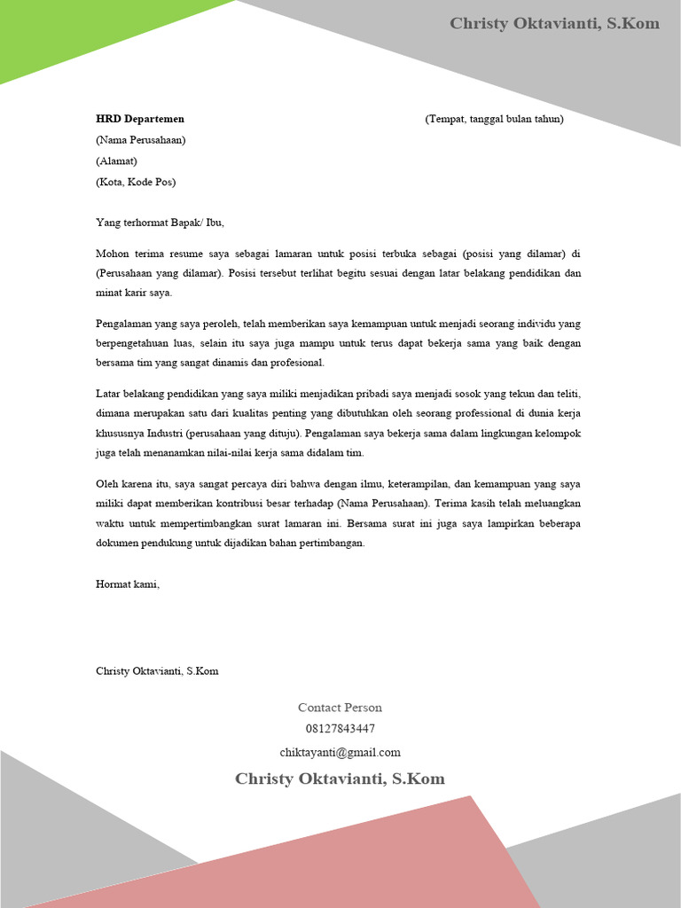 Cover Letter Indonesia | PDF
