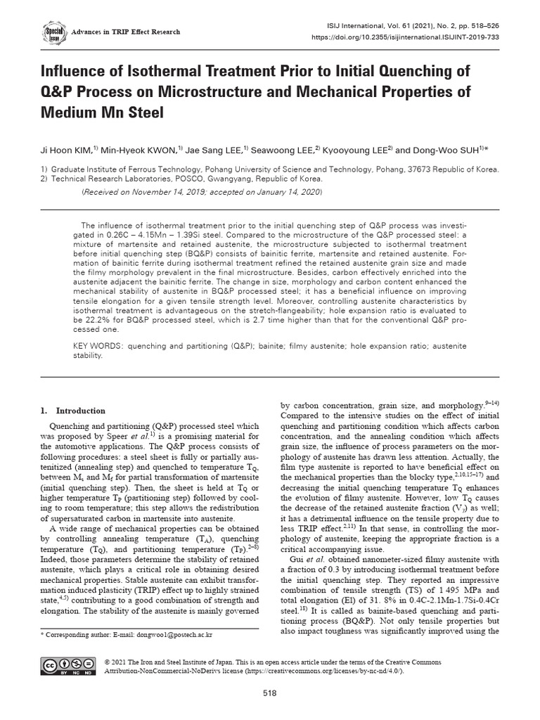 Quench and Partitioning Opportunity | PDF | Steel | Heat Treating
