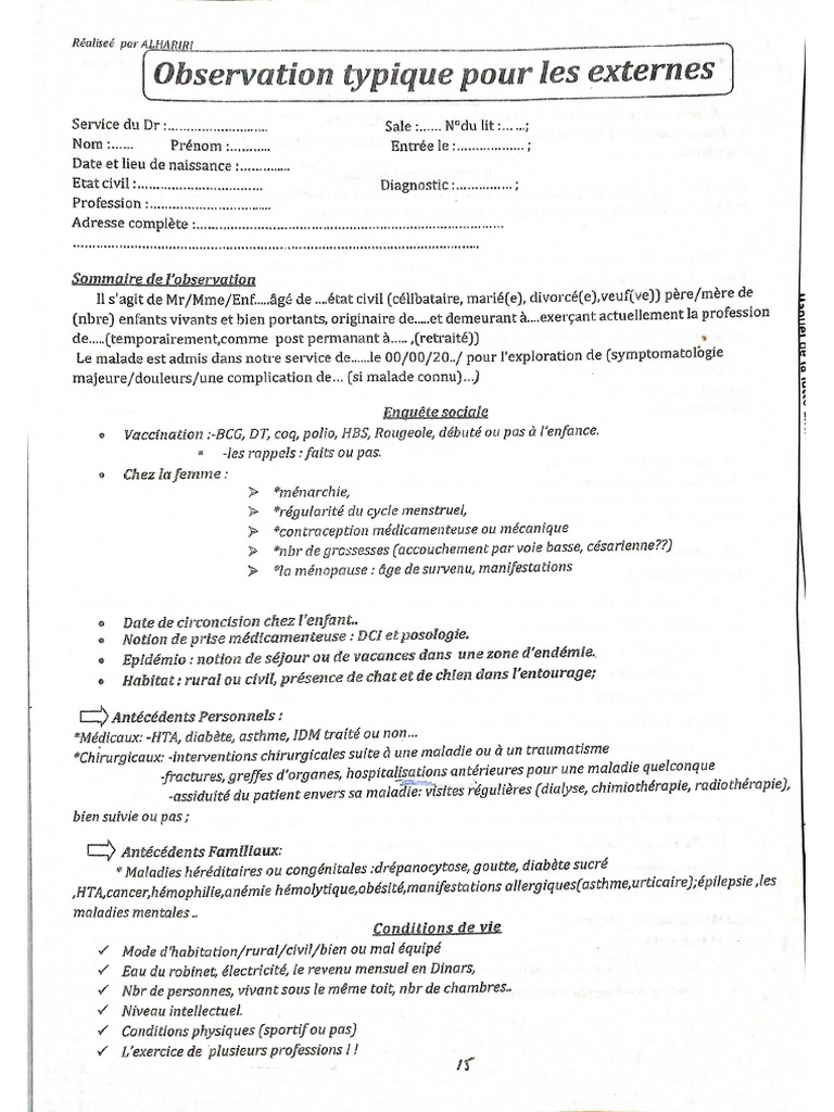 Observation Type - Externe Pneumo | PDF